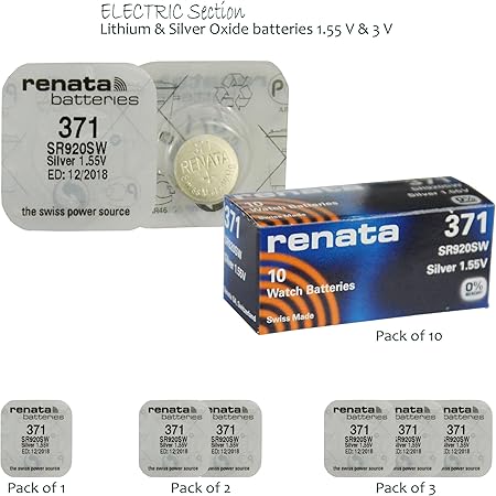 2 X Renata 371 Mercury Free 1.55v Silver Oxide Watch battery(SR920SW ...