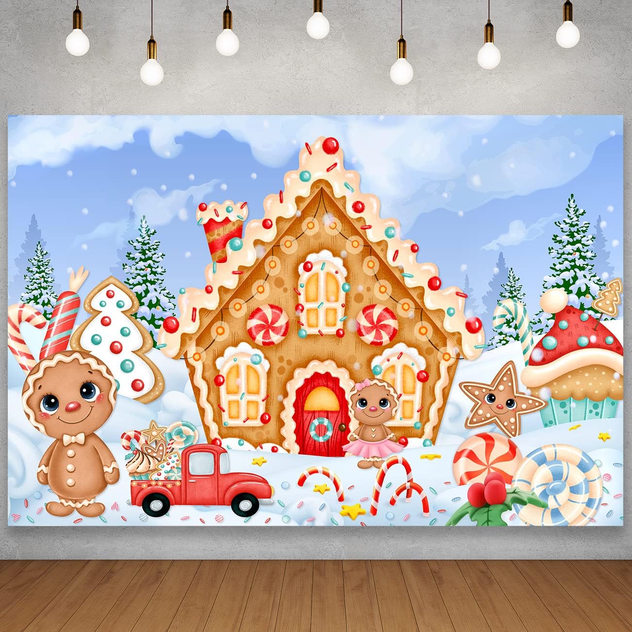 Amazon.com : Funnytree 7x5ft Christmas Gingerbread House Backdrop for ...