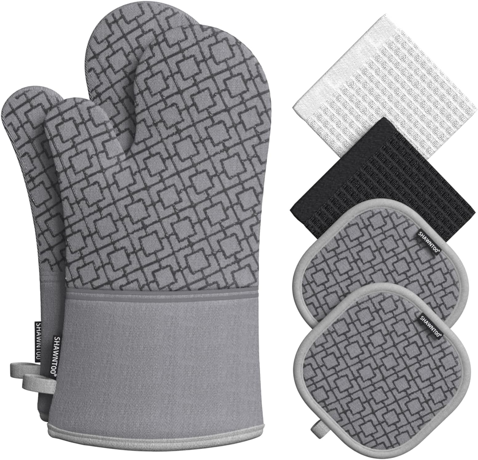 Amazon.com: Yutat Silicone Oven Mitts - Oven Mitts and Pot Holders Sets ...