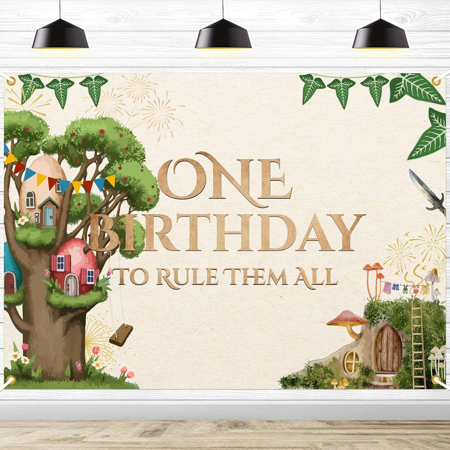 Amazon.com: One Birthday to Rule Them All Backdrop Banner, Fantasy 1st ...