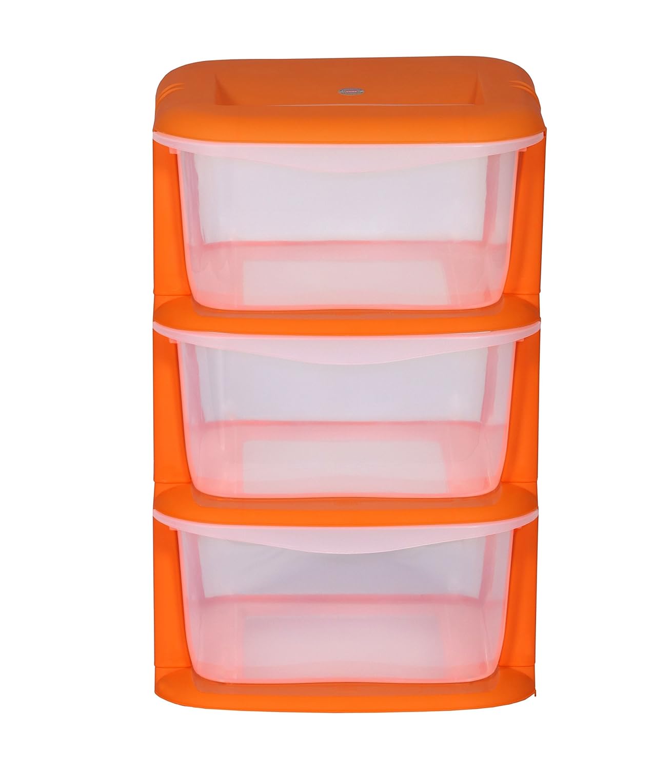 CELLO Plastic Cuboid Storage Unit With 3 Drawers (Orange), 37.5 x 36.5 ...