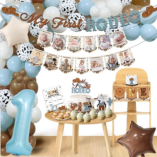 Amazon.com: KEKERORA My First Rodeo Birthday Party Decorations - Cowboy ...
