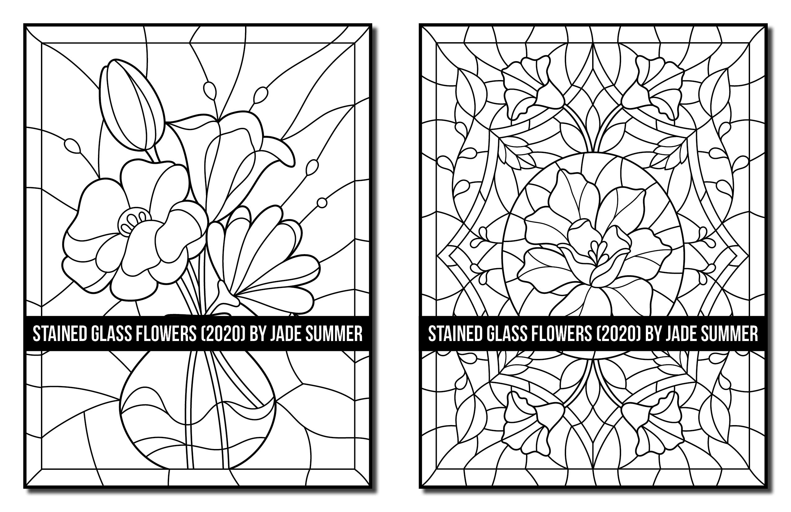 Snapklik.com : Stained Glass Flowers: An Adult Coloring Book