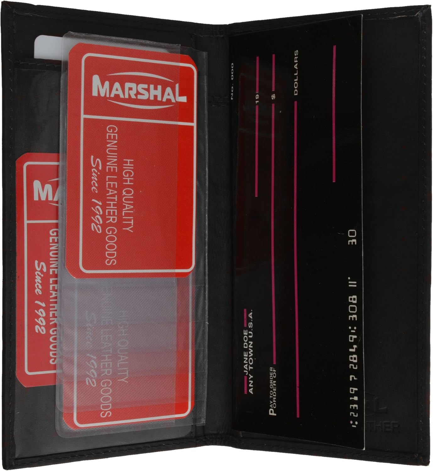 Amazon.com: Marshal 100% Leather Bi-fold Check Book Covers Black #156CF ...
