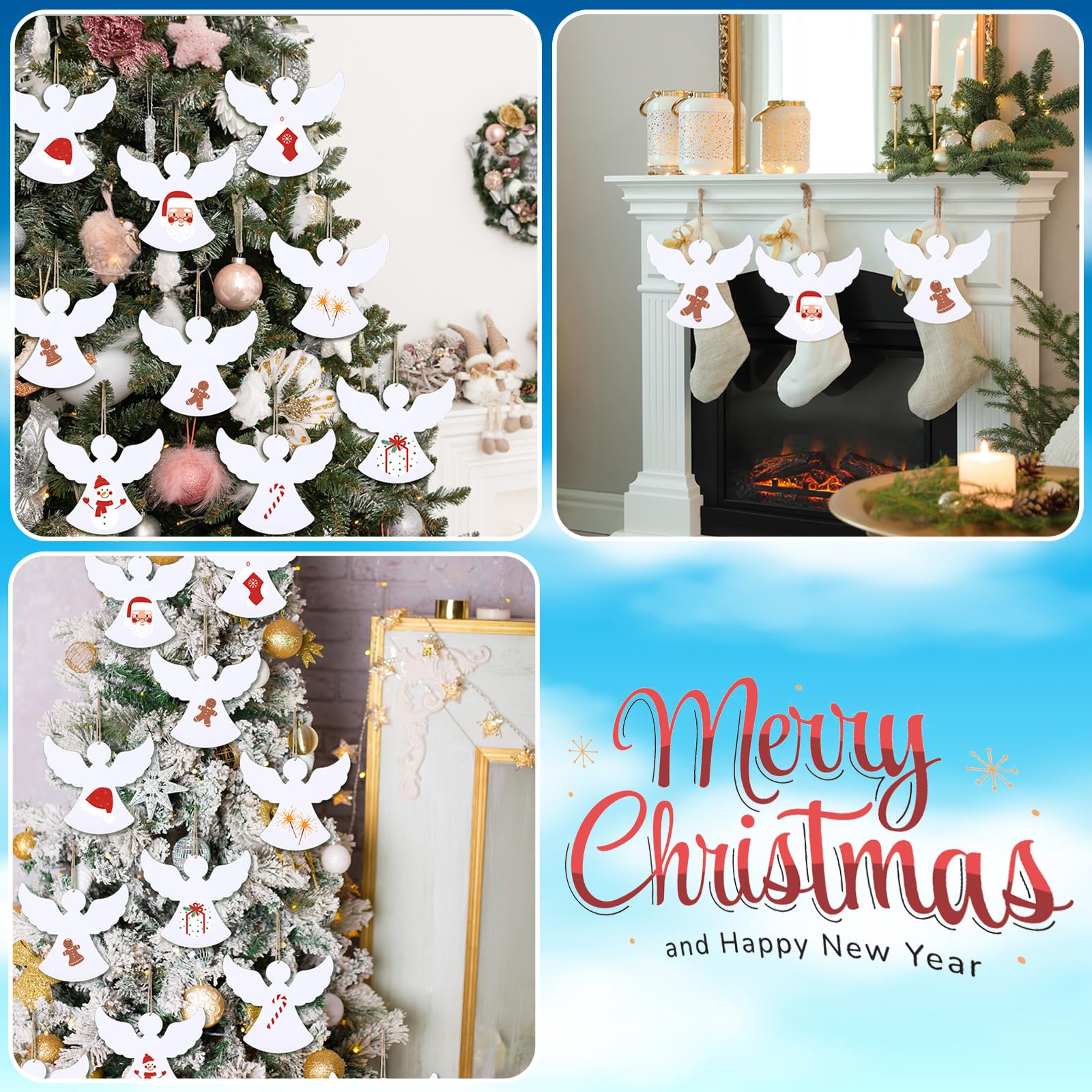 Snapklik.com : 200 Pcs Angel Cutouts Paper Angel Shapes White Christmas ...
