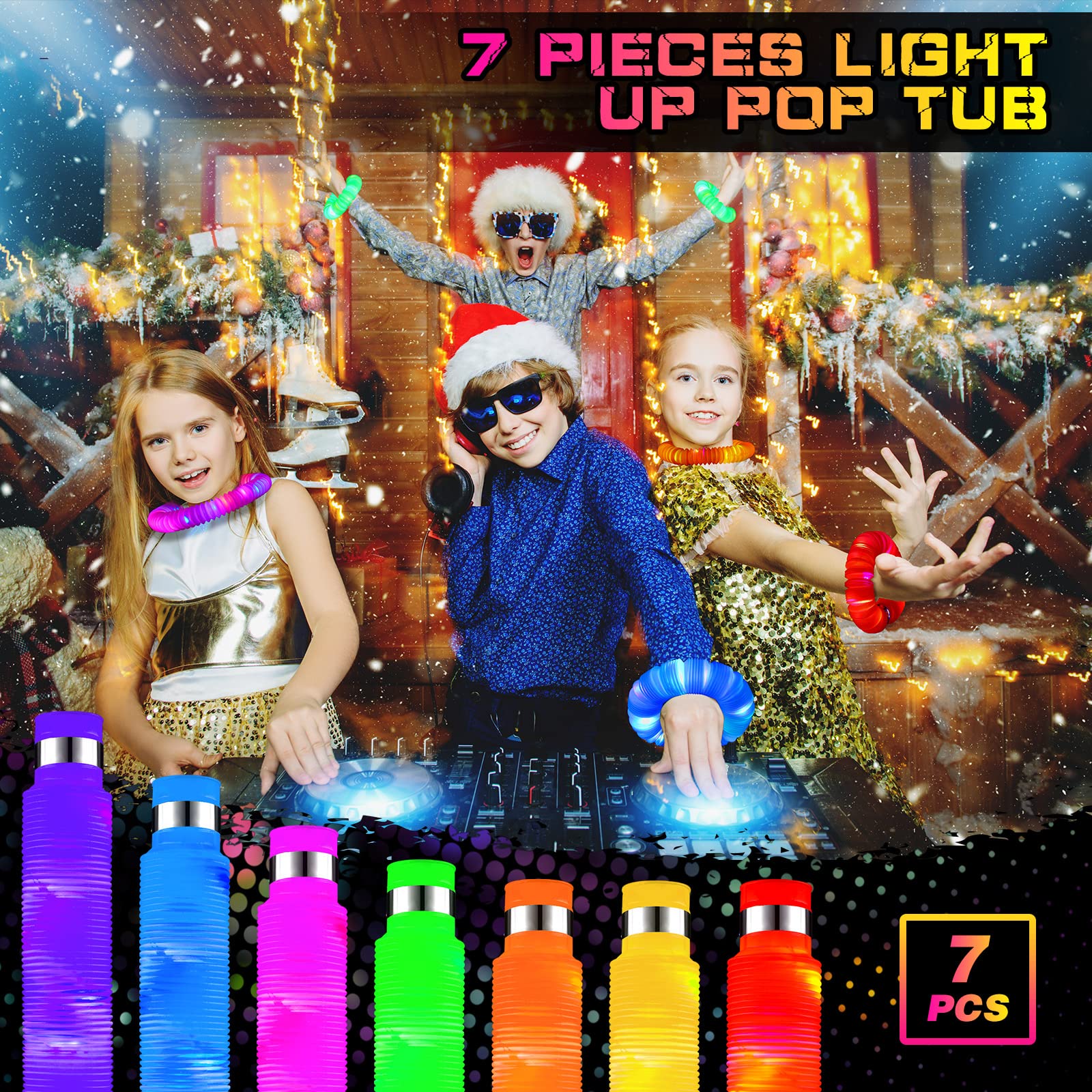 steo spce 7 Pack Glow Sticks Party Favors - Light Up Pop Tube Sensory ...