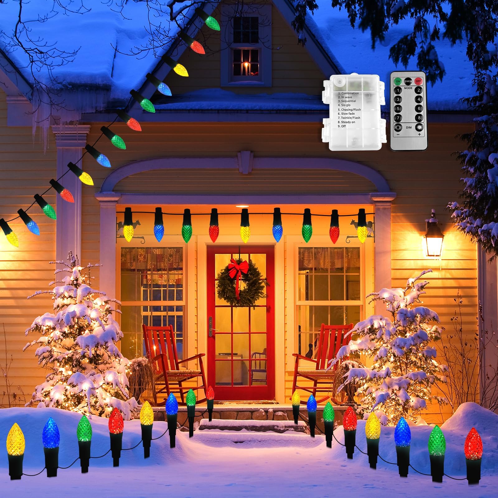 Amazon.com: C9 Christmas Pathway Lights Outdoor, 25 Ft 20 Led 2-in-1 ...