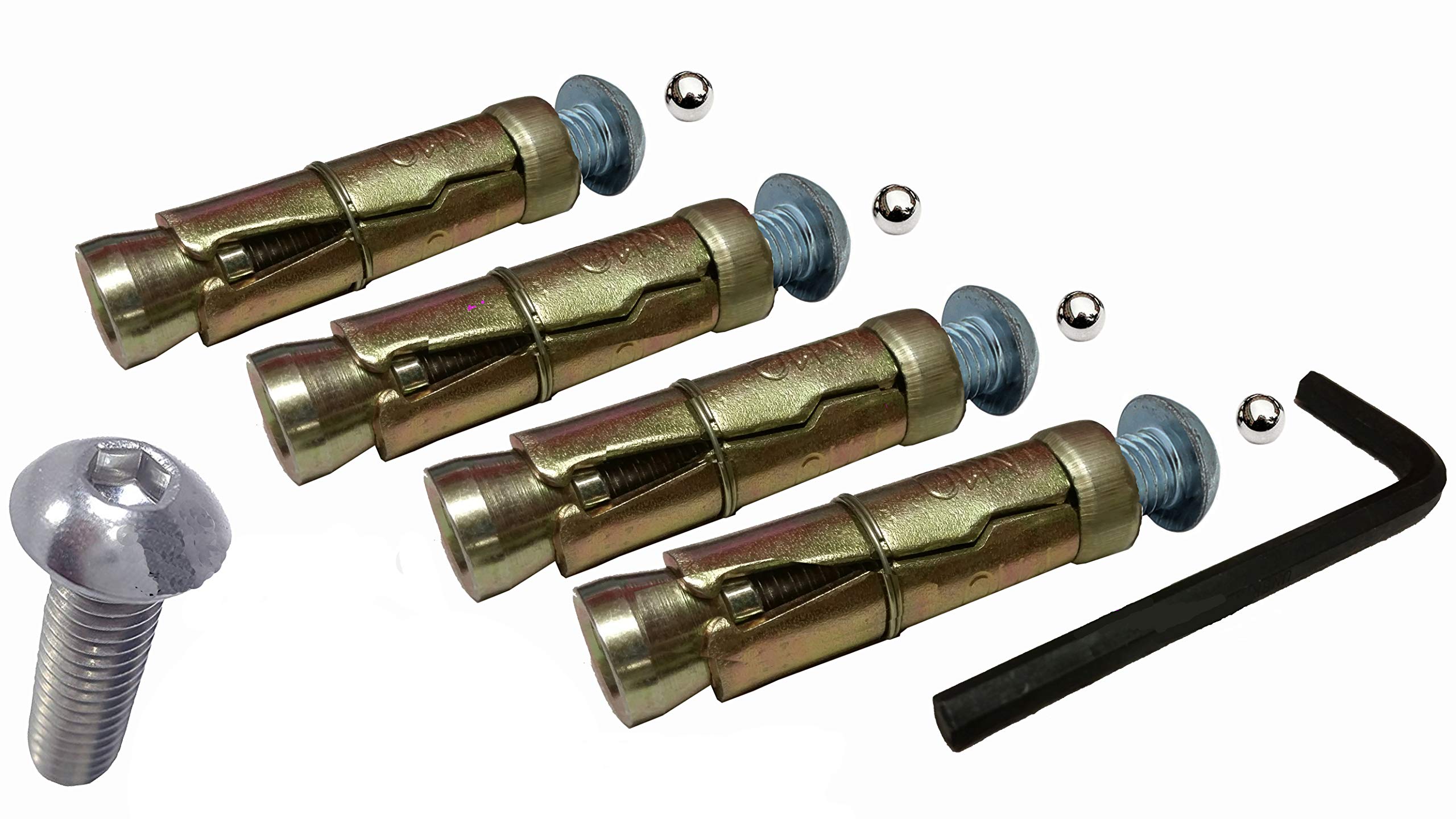 Ground Anchor Security Bolts 4 x M10 BUTTON HEAD with security ball ...