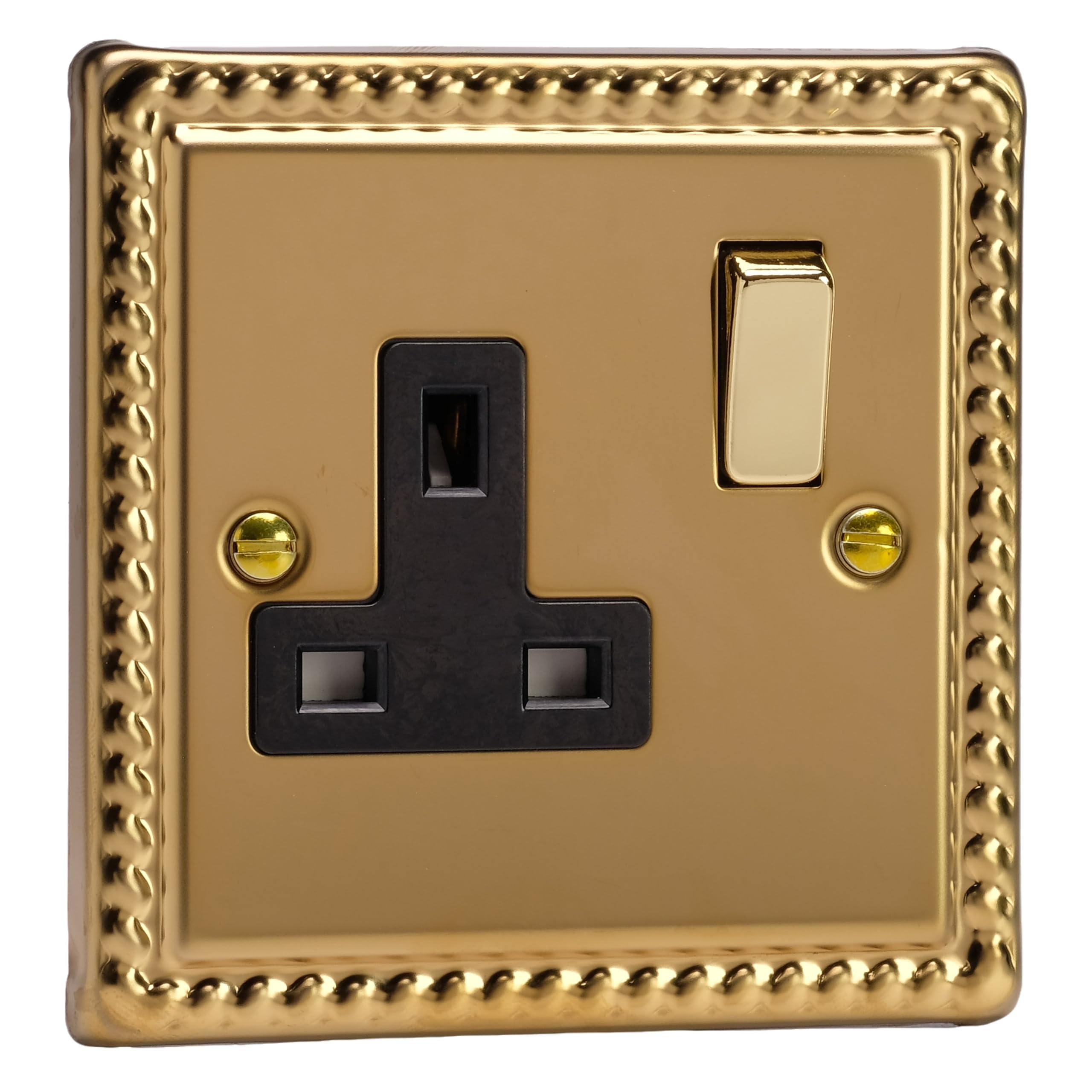 Varilight – 1 Gang 13 Amp Single Switched Socket Georgian Brass – XG4DB ...