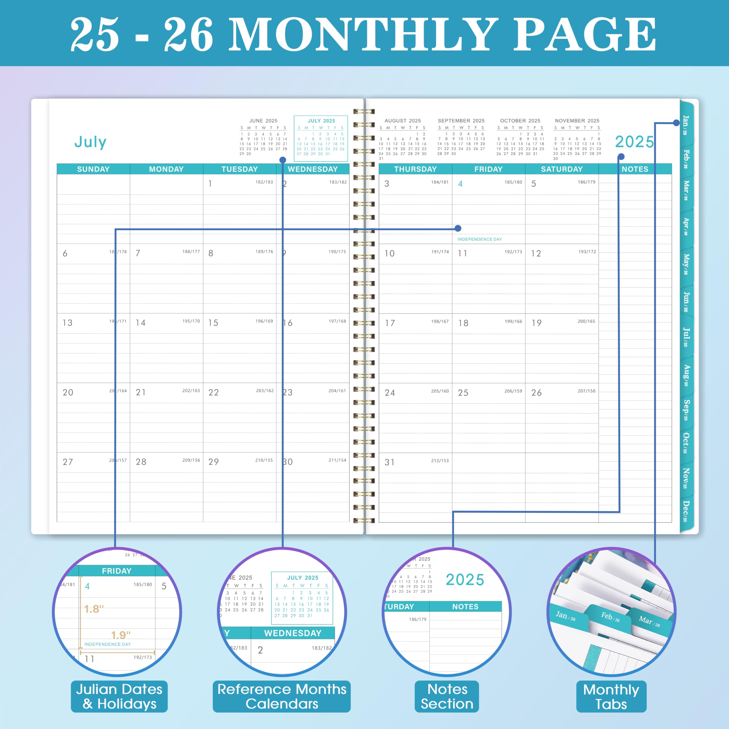 Snapklik.com : 2026 Monthly Planner - 2026 Monthly Calendar From Jul ...