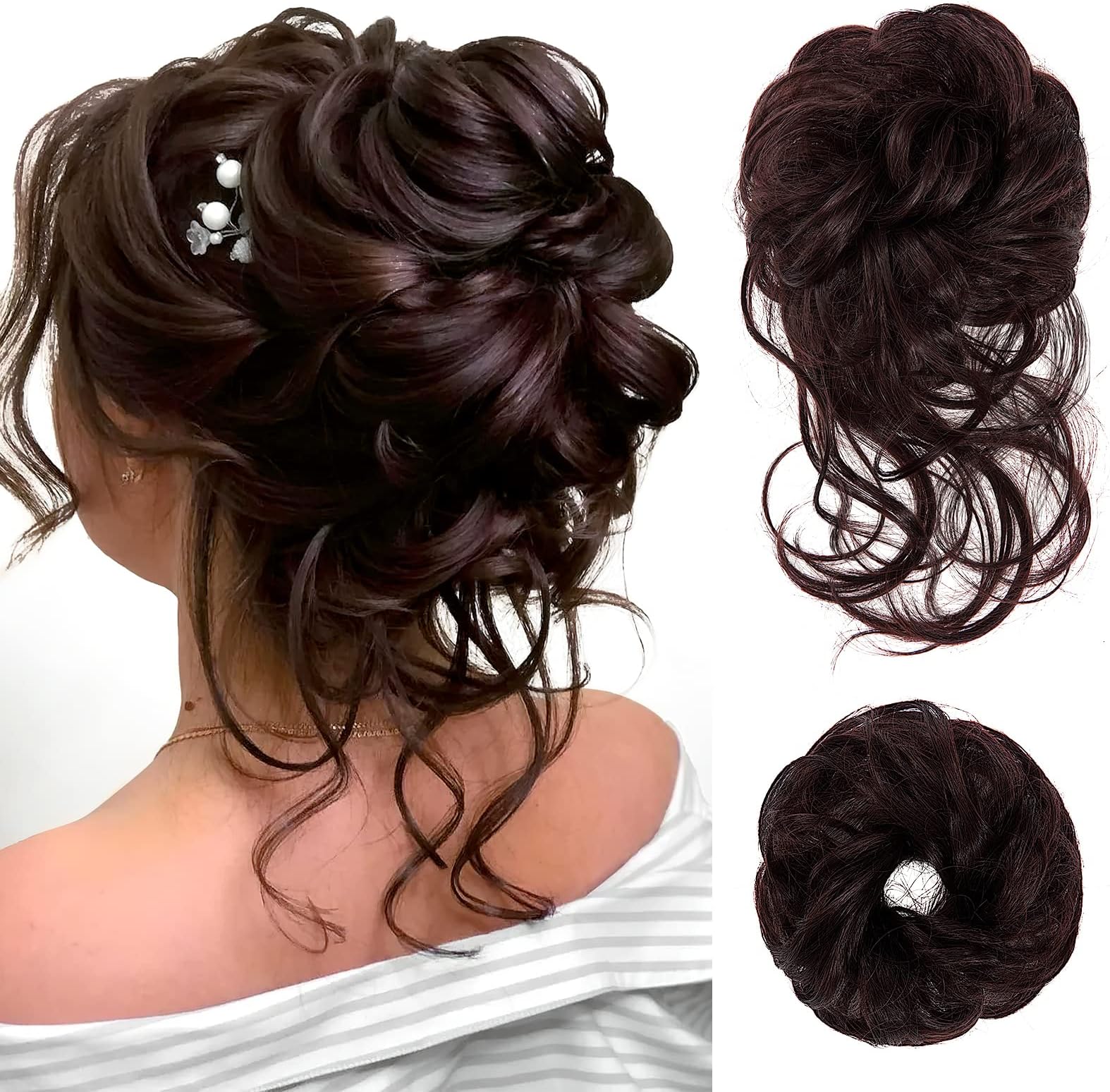 Amazon.com : Hair Bun Extensions,Hairpiece Hair Rubber Scrunchies Curly ...