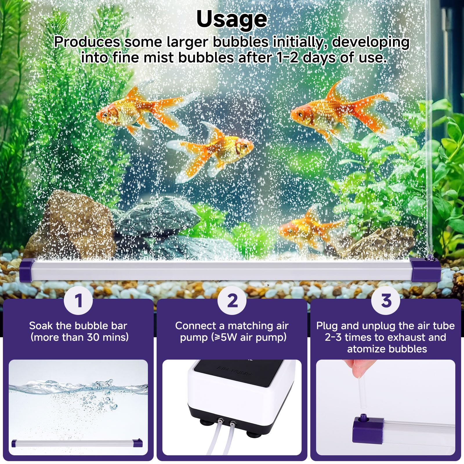 Snapklik.com : Hygger 16.9 Inch Long Aquarium Bubble Bar, Ultra-Fine ...