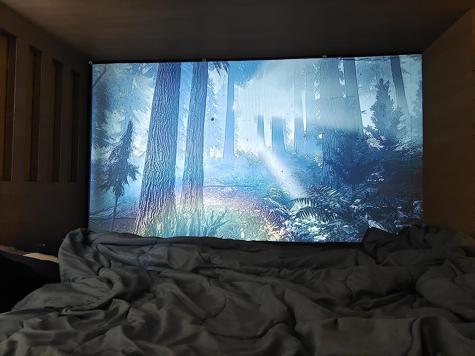 100 inch 16:9 Reflective Fabric Projection Screen with Eye lits for ...