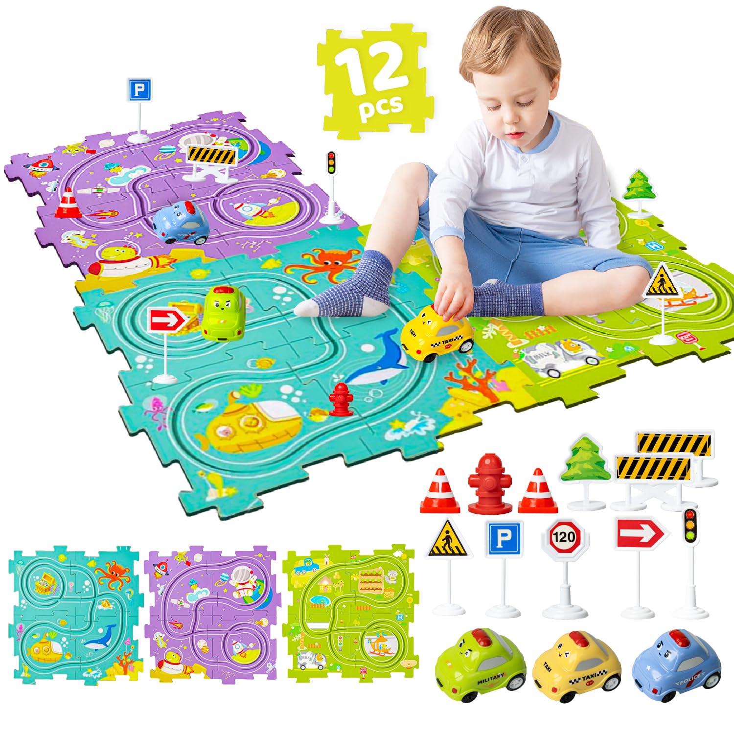 Snapklik.com : Marlo & Buzz Puzzle Racer Kids Car Track Play Set ...