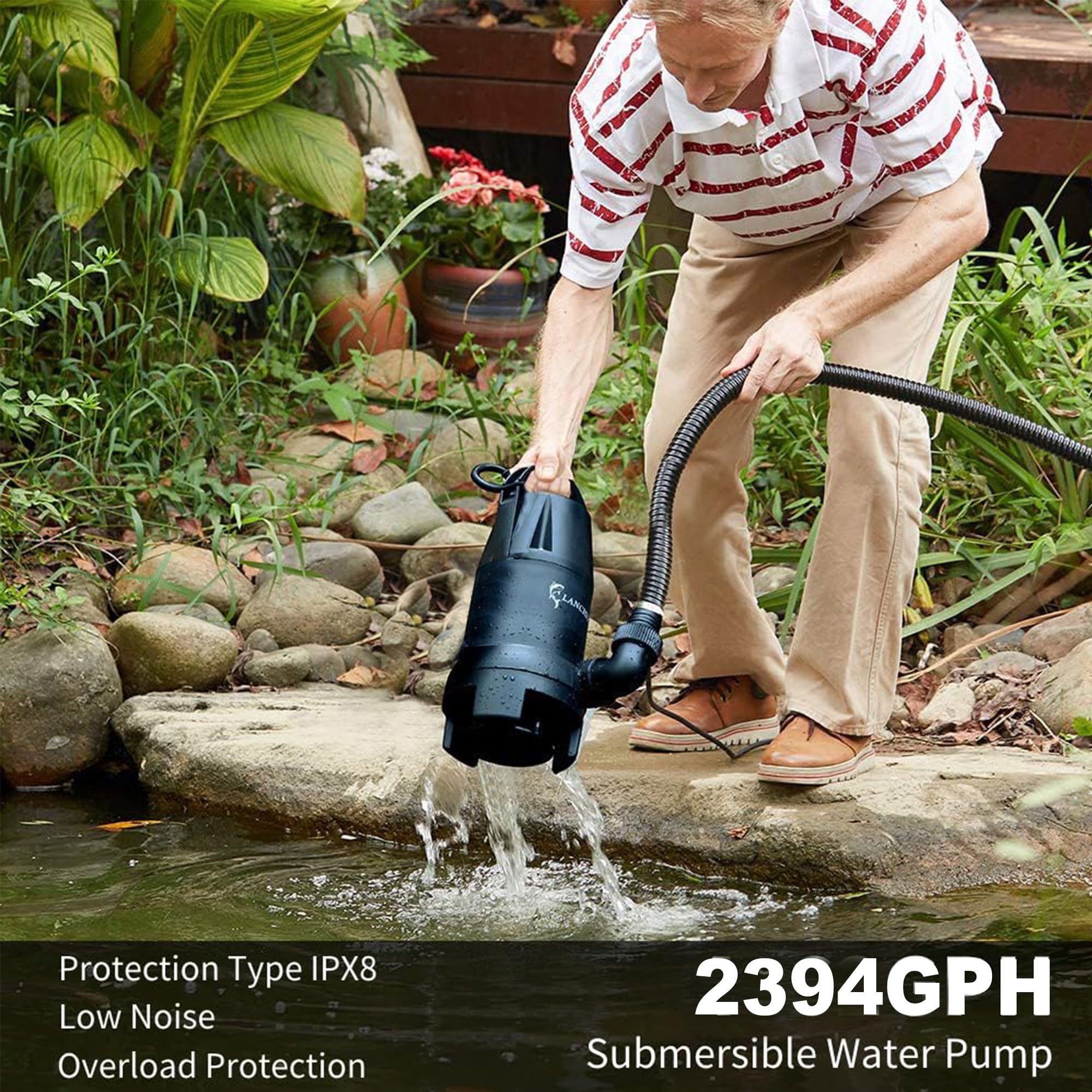 Snapklik.com : Lanchez 1/2 HP Submersible Water Pump, 2394GPH Portable ...