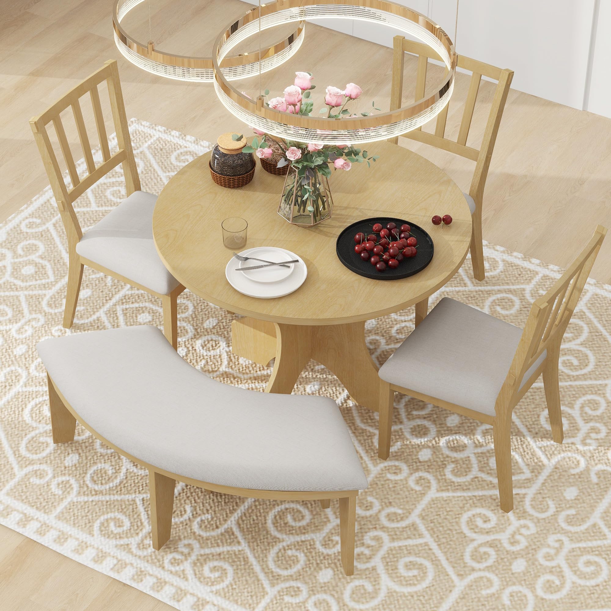 Amazon.com - MERITLINE Retro Classic 5-Piece Dining Table Set,44" Round ...