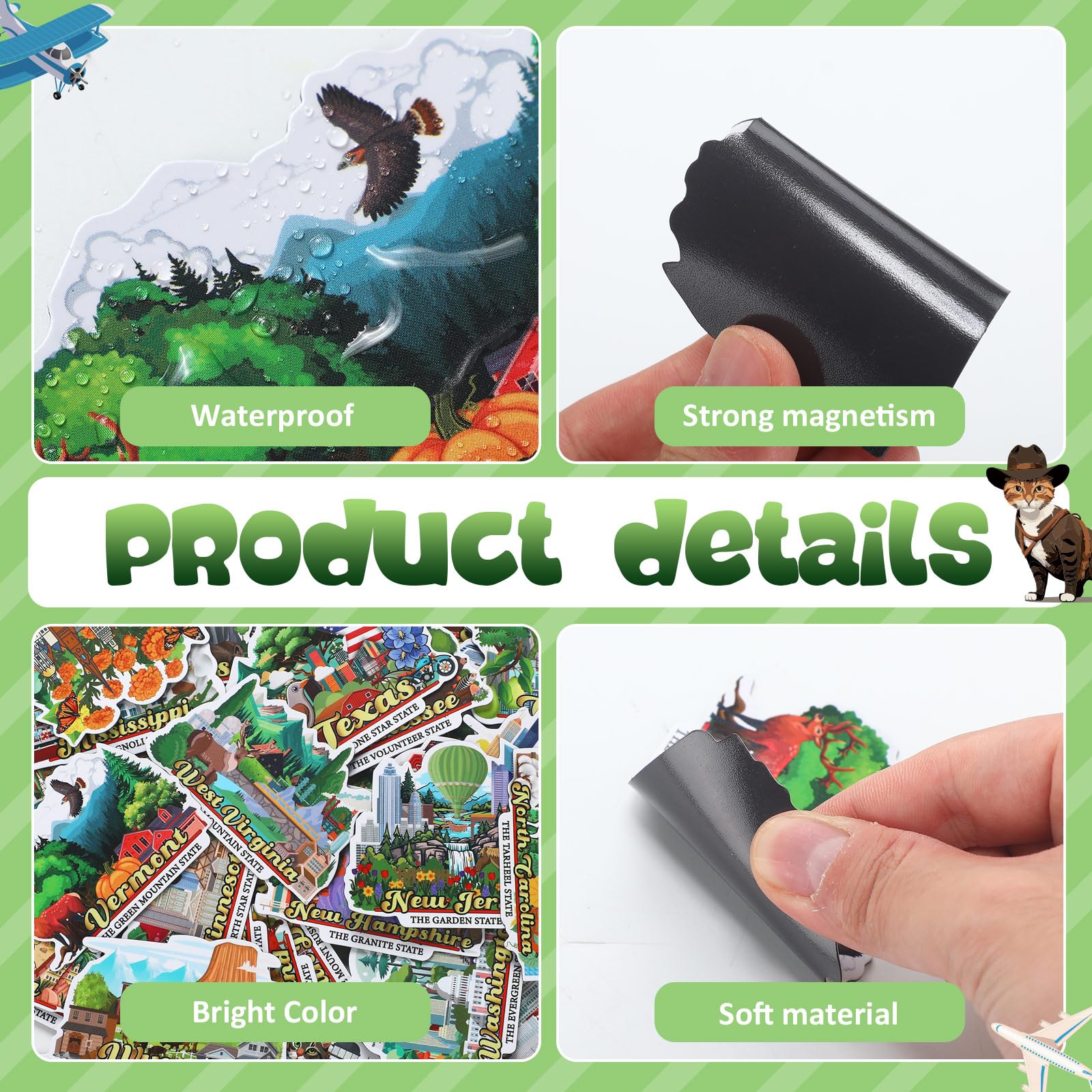 Snapklik.com : 51 Pcs State Magnets For Refrigerator United States ...