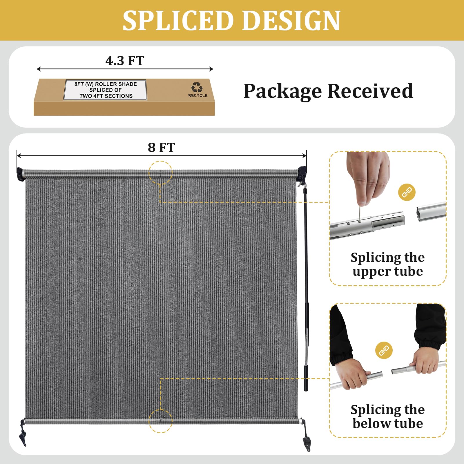 Snapklik.com : Shade&Beyond Outdoor Roller Shades 8 W X 6 H Patio Roll ...