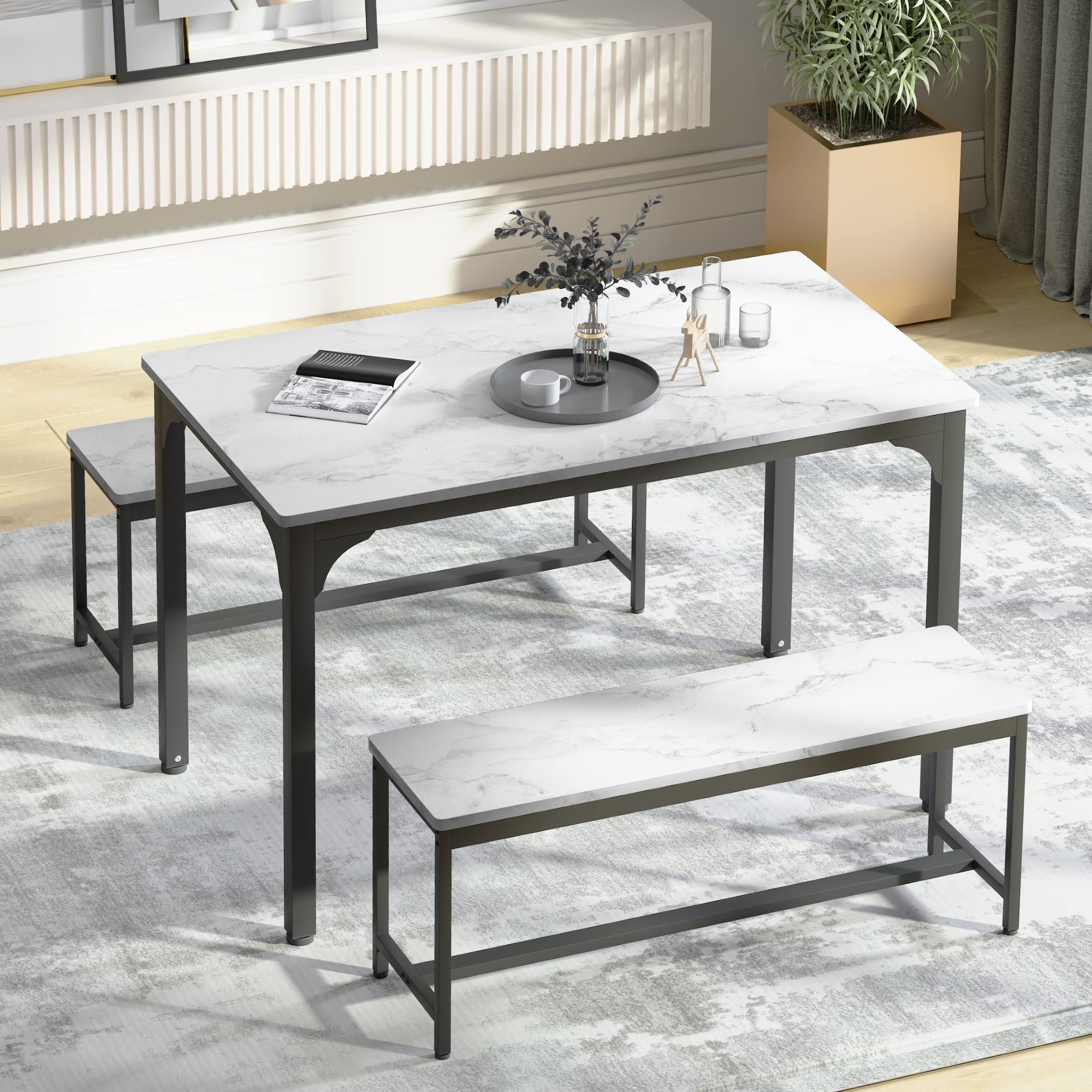 Amazon.com - WiberWi Dining Table Set for 4, 47.3” Kitchen Dining Table ...
