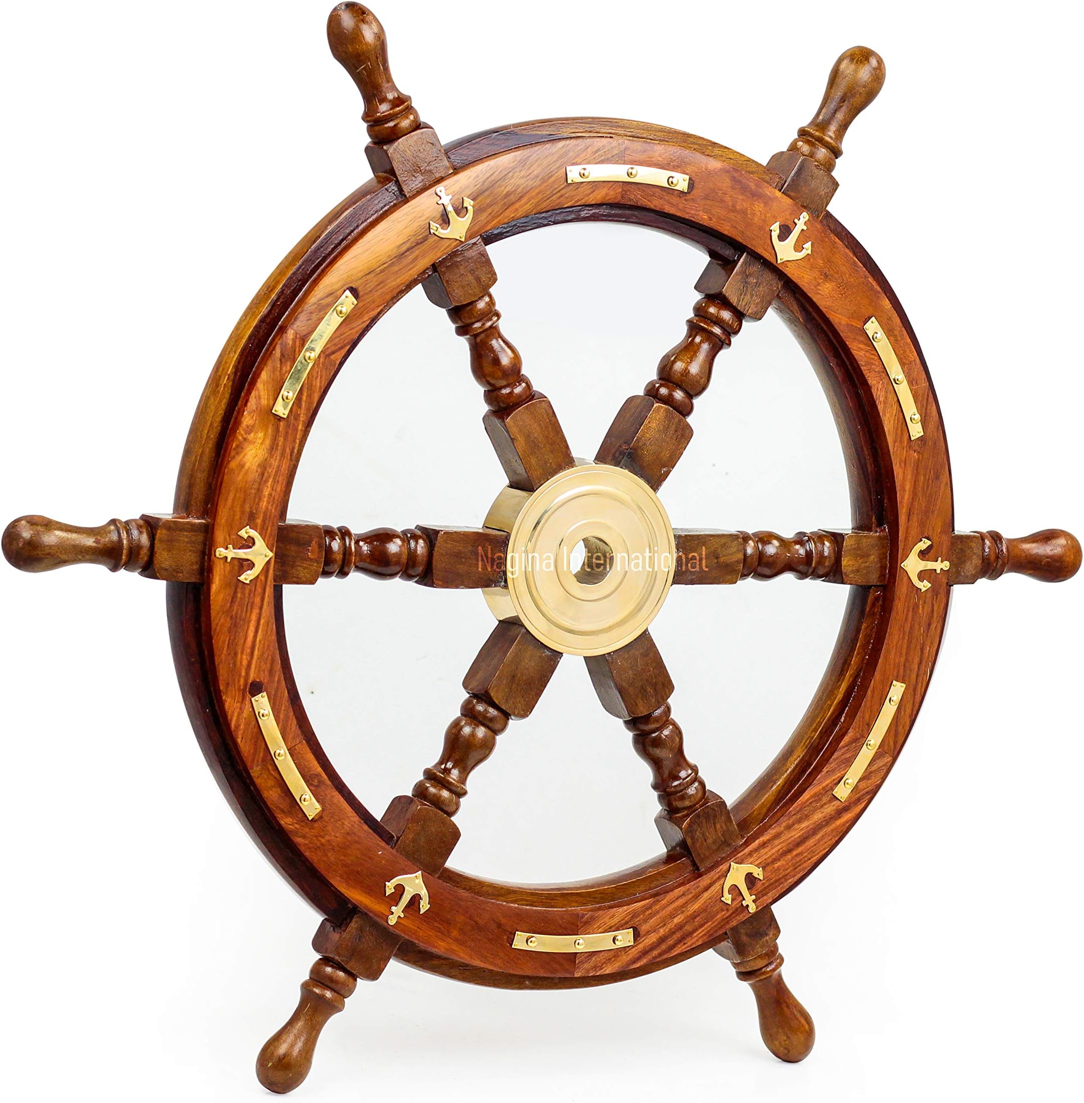 Amazon.com: Brass Nautical - Large 42 inches Wooden Ship Wheel Wall ...