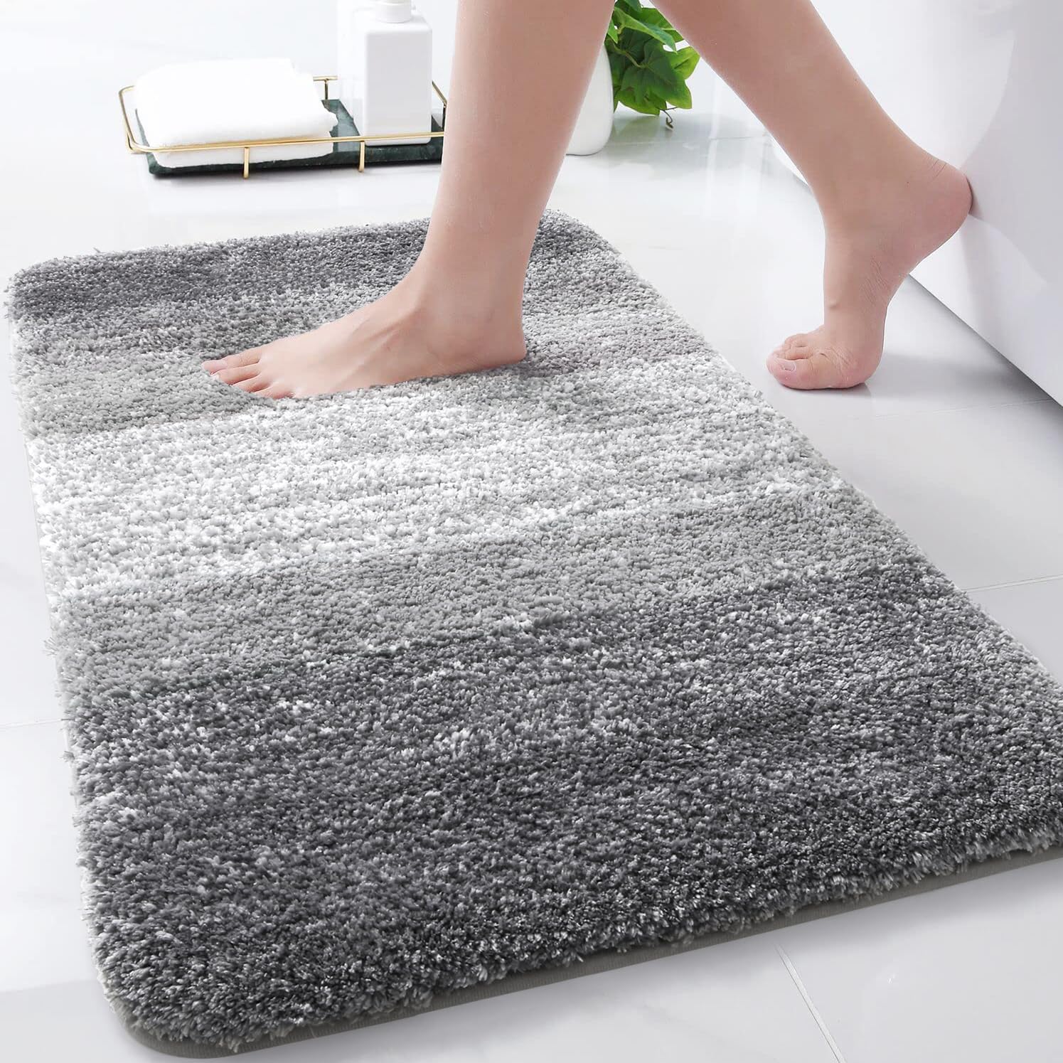 Amazon.com: Arotive Microfiber Bathroom Rugs, Shaggy Soft and Absorbent ...