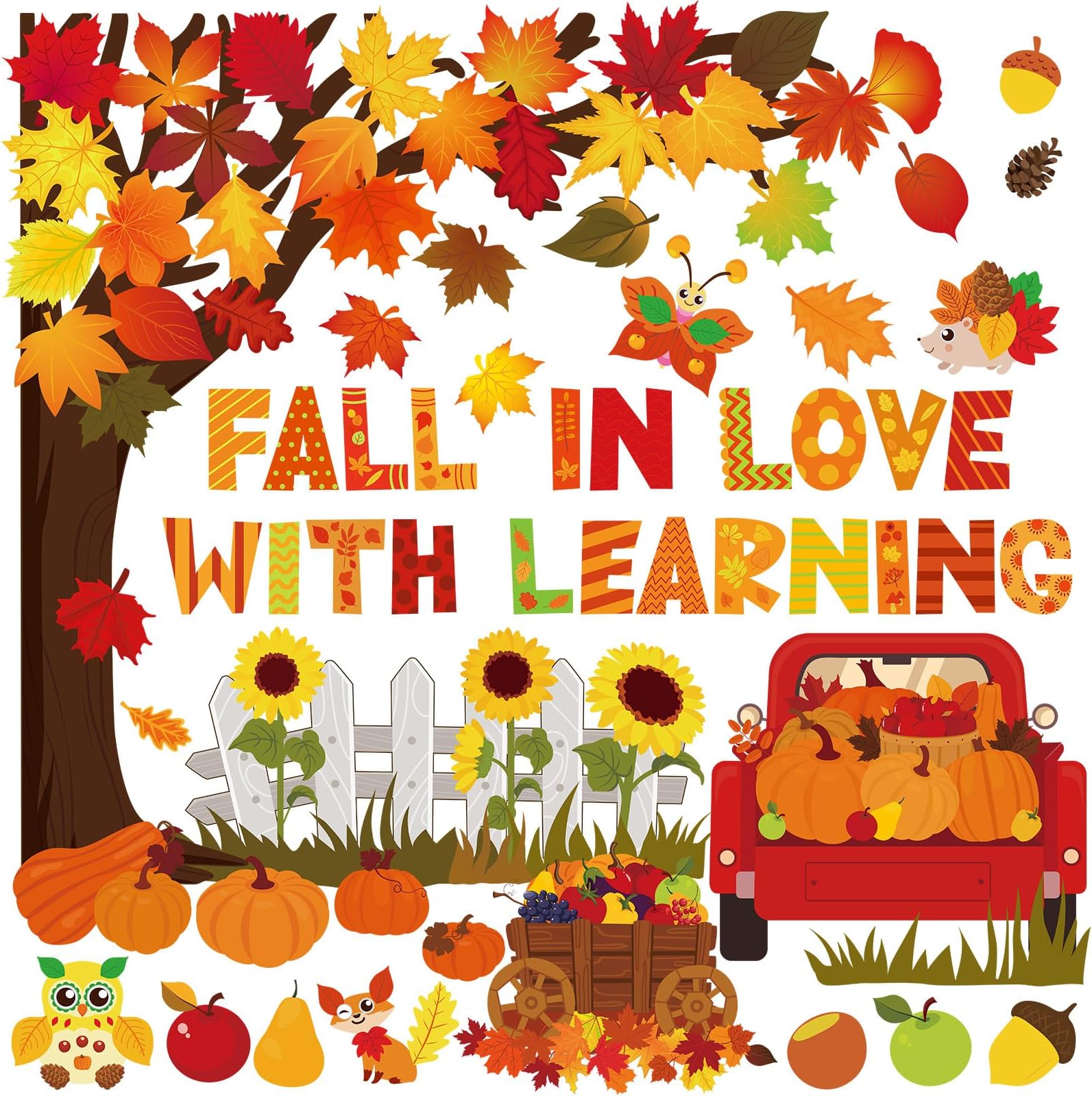 Amazon.com : Pajean 114 Pcs Fall Bulletin Board Decorations Set ...