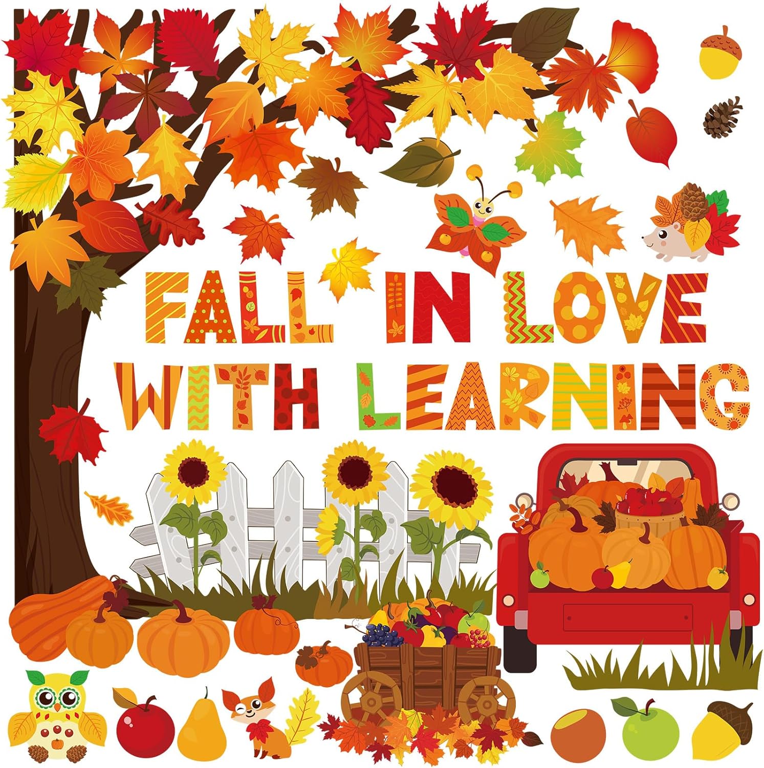 Amazon.com: Pajean 135 Pieces Fall Classroom Bulletin Board Decorations ...