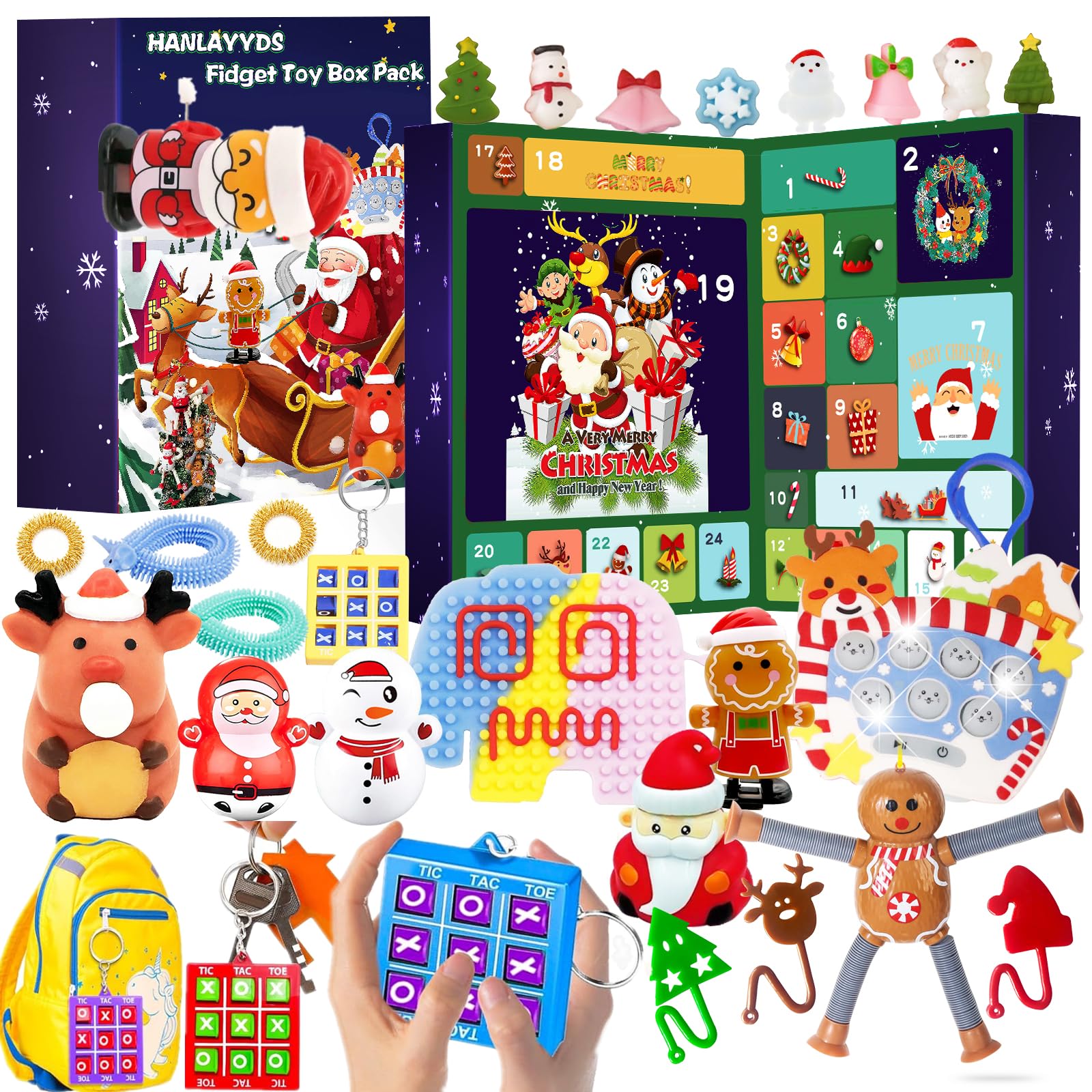 30Pcs Fidget Toys Kids Pack, Tic Tac Toe Keychains for Kids Adults ...