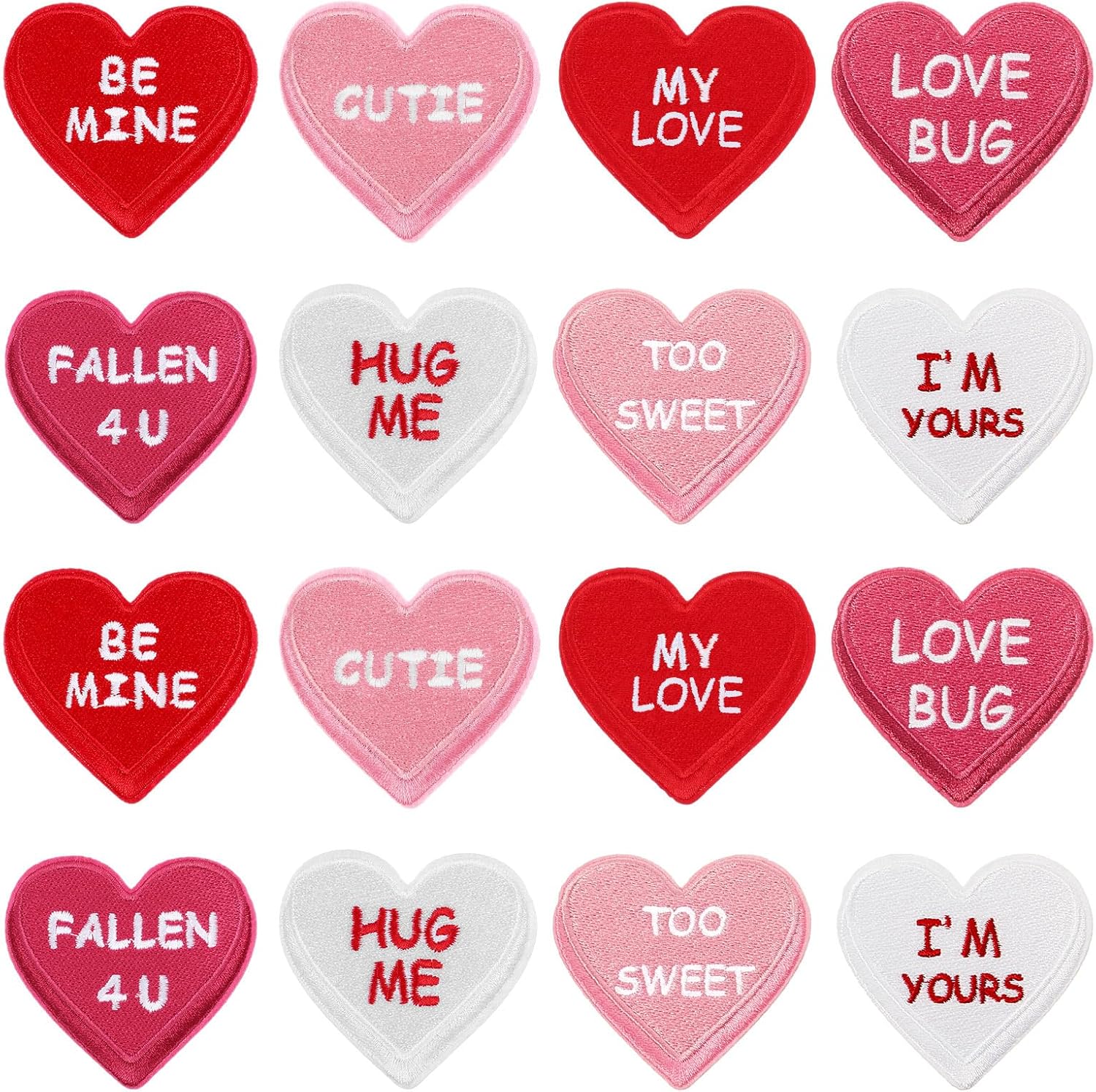 Amazon.com: Juexica 16 Pcs Valentine's Day Heart Iron on Patches 2.36 ...