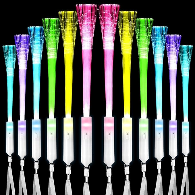 Amazon.com: Tujoe 12 Pcs LED Fiber Optic Wands Glow in the Dark Wand ...