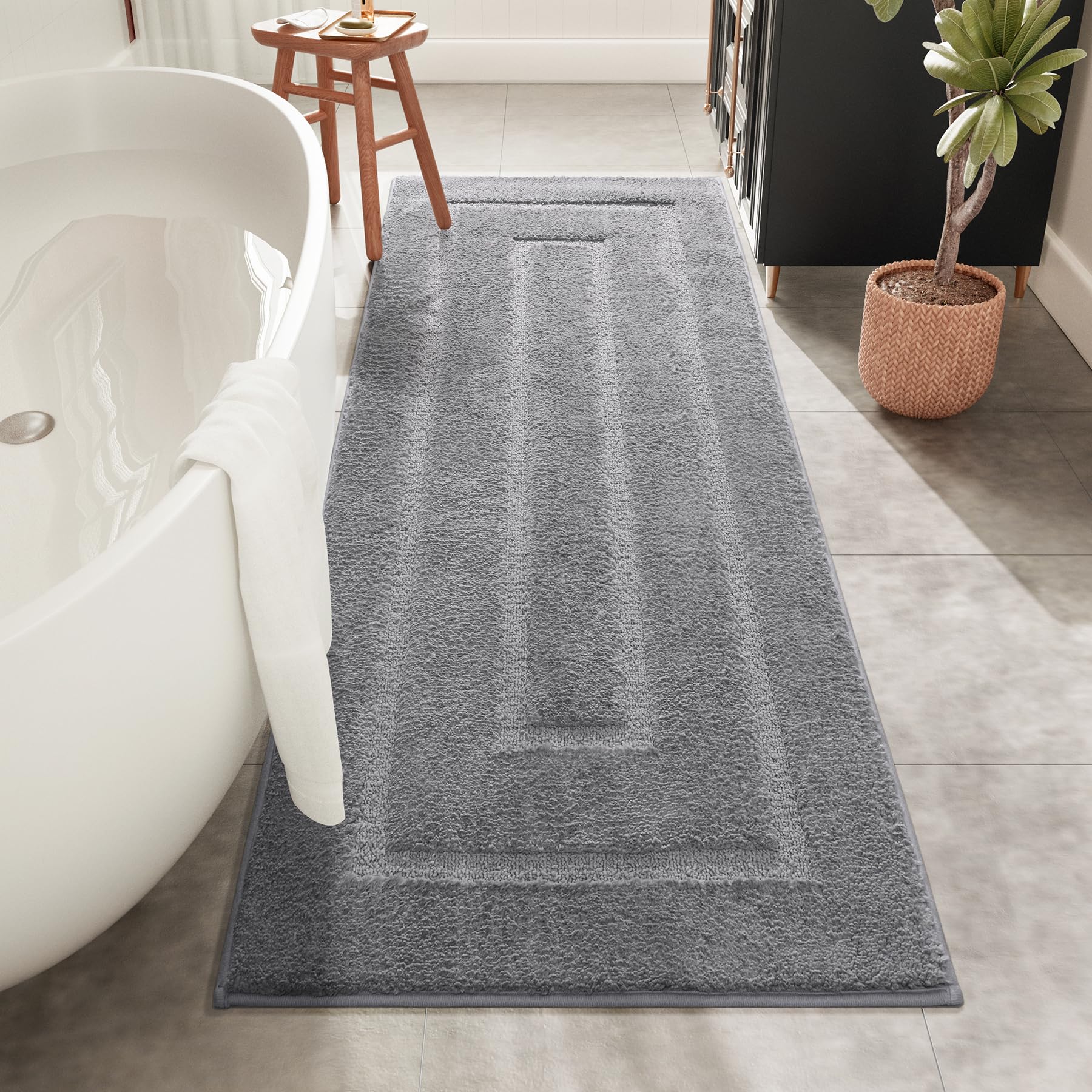Amazon.com: HOMORE Grey Bath Rug, 24x60 Inch Soft Absorbent Microfiber ...