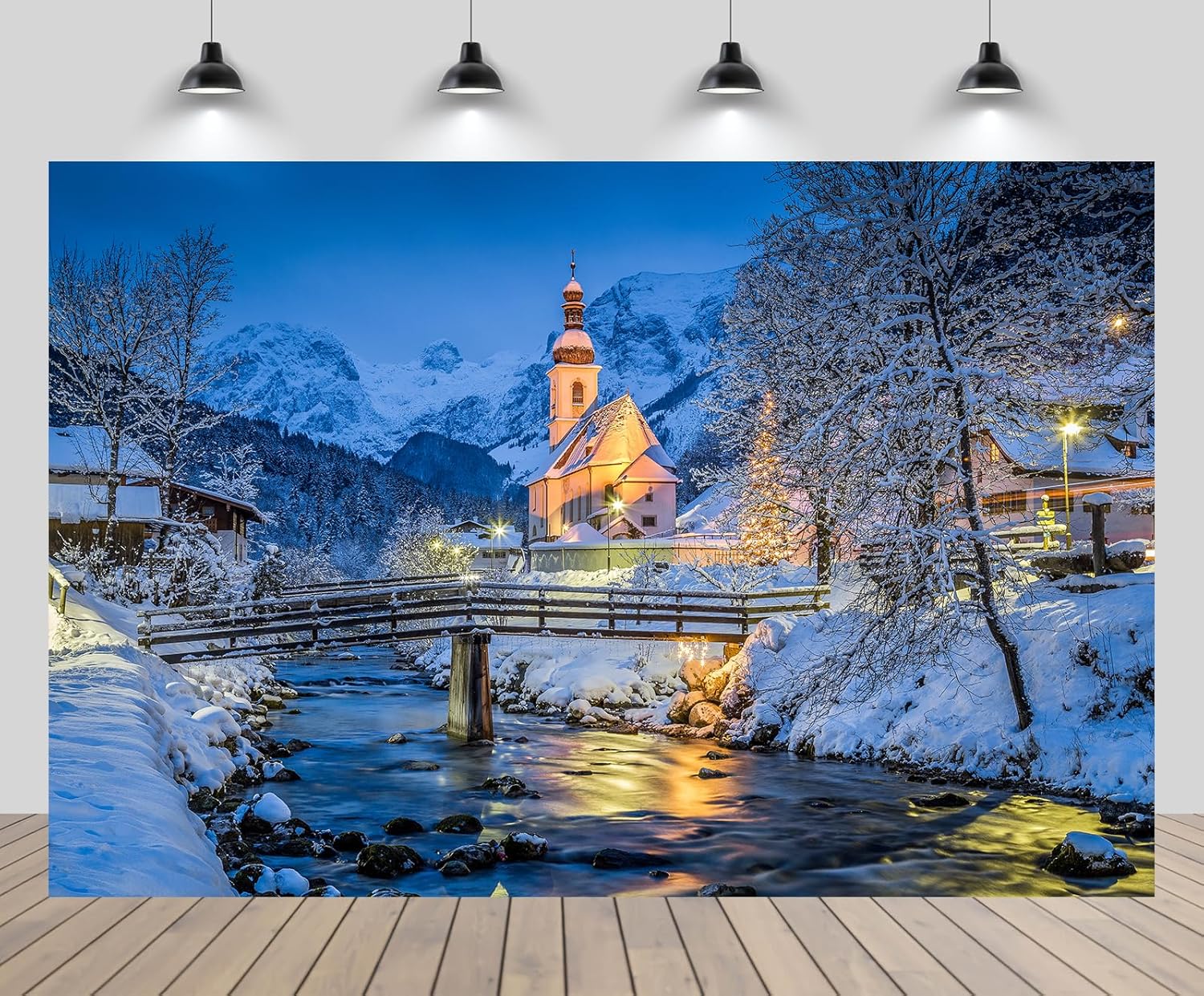 Amazon.com : CHNYWORK 7ftx5ft Winter Mountain Church Backdrop Bavaria ...