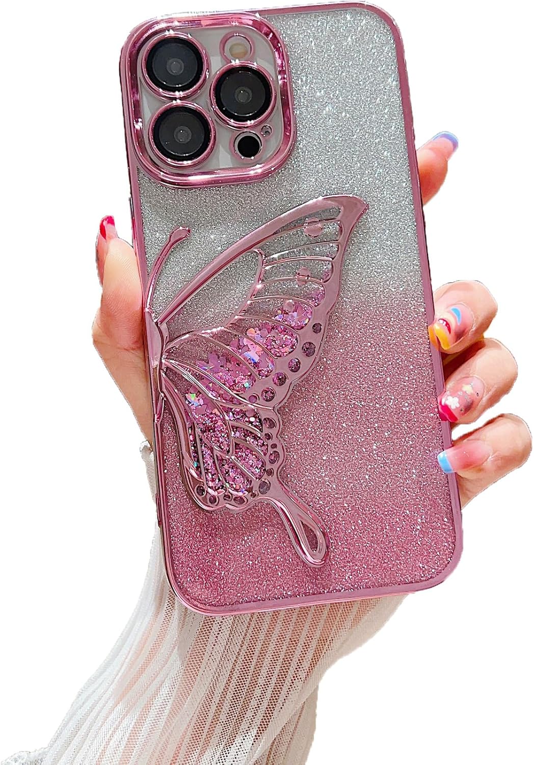 Amazon.com: FLIRACON Glitter Powder Plating Butterfly Soft Phone Case ...