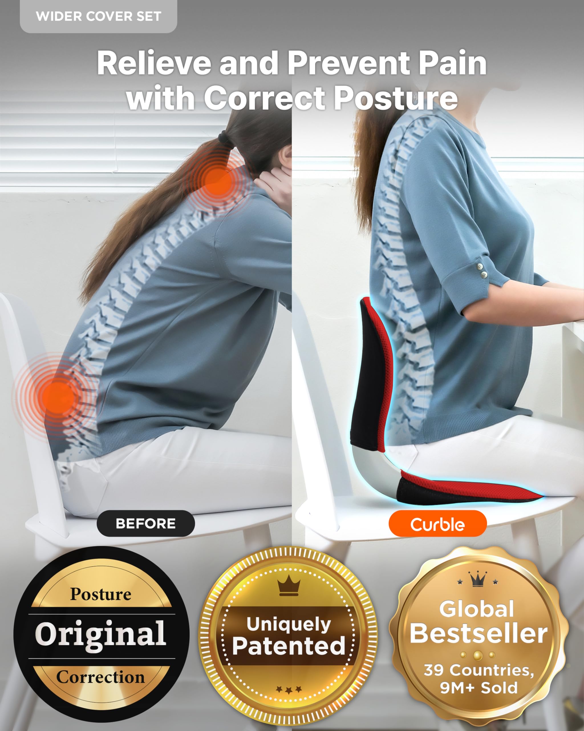 Snapklik.com : Curble WIDER(Standard Wide) COVER SET Lower Back Support ...