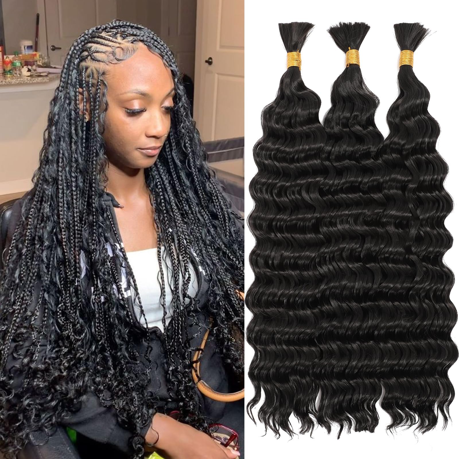 Amazon.com : Perfect Boho Braids with 150g Deep Wave Bulk Hair for ...