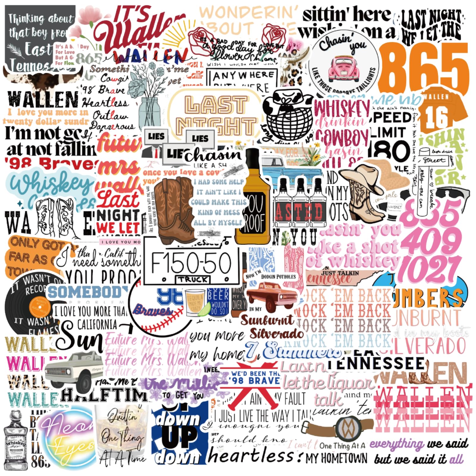 Amazon.com: 100 PCS Country Music Singer Stickers,Song Lyrics Stickers ...