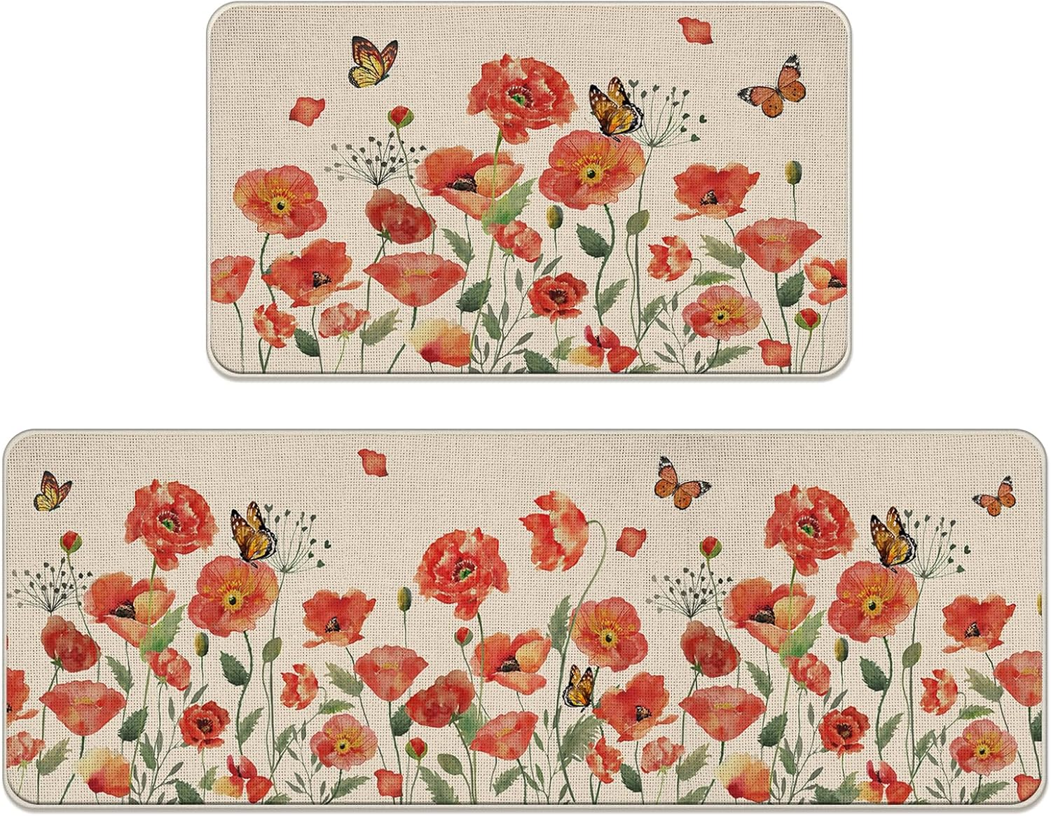 Amazon.com: Tailus Spring Summer Floral Flower Kitchen Rugs Set of 2 ...