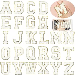 Amazon.com: Patches Letter Chenille for Clothing White: NICEVINYL Self ...