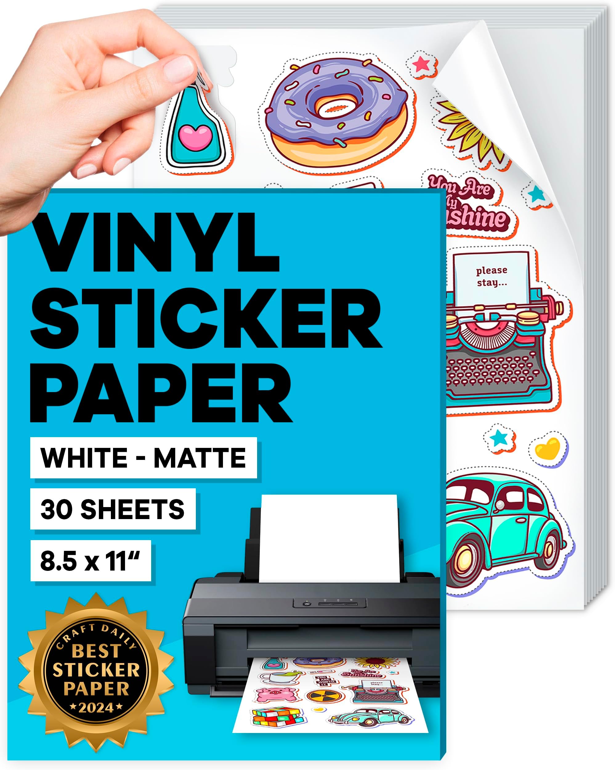Amazon.com: Sticker Paper for Inkjet Printer - (30 Sheets), 8.5 x 11 ...