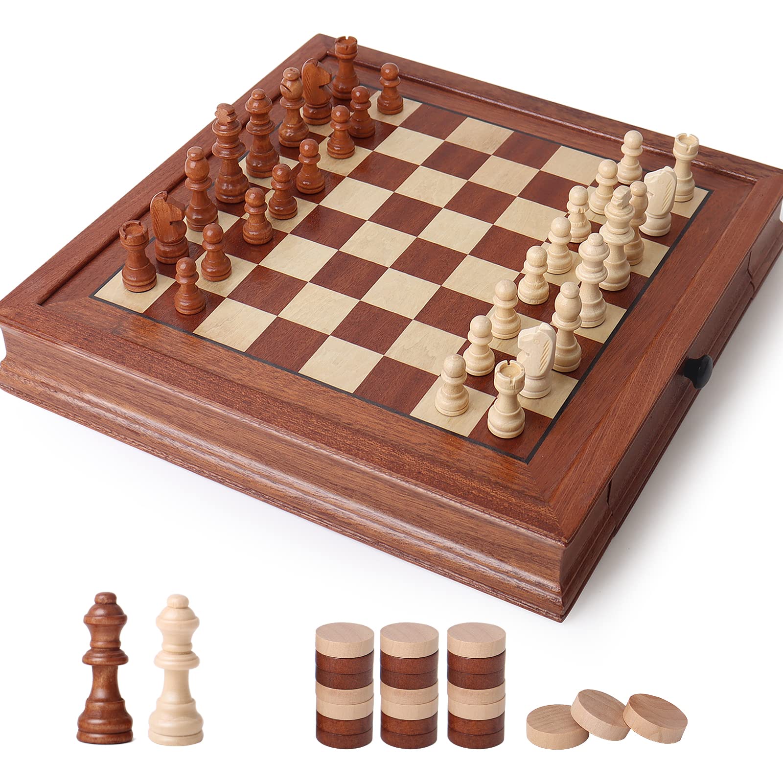 Snapklik.com : BESTAMTOY Wooden Chess And Checkers Set