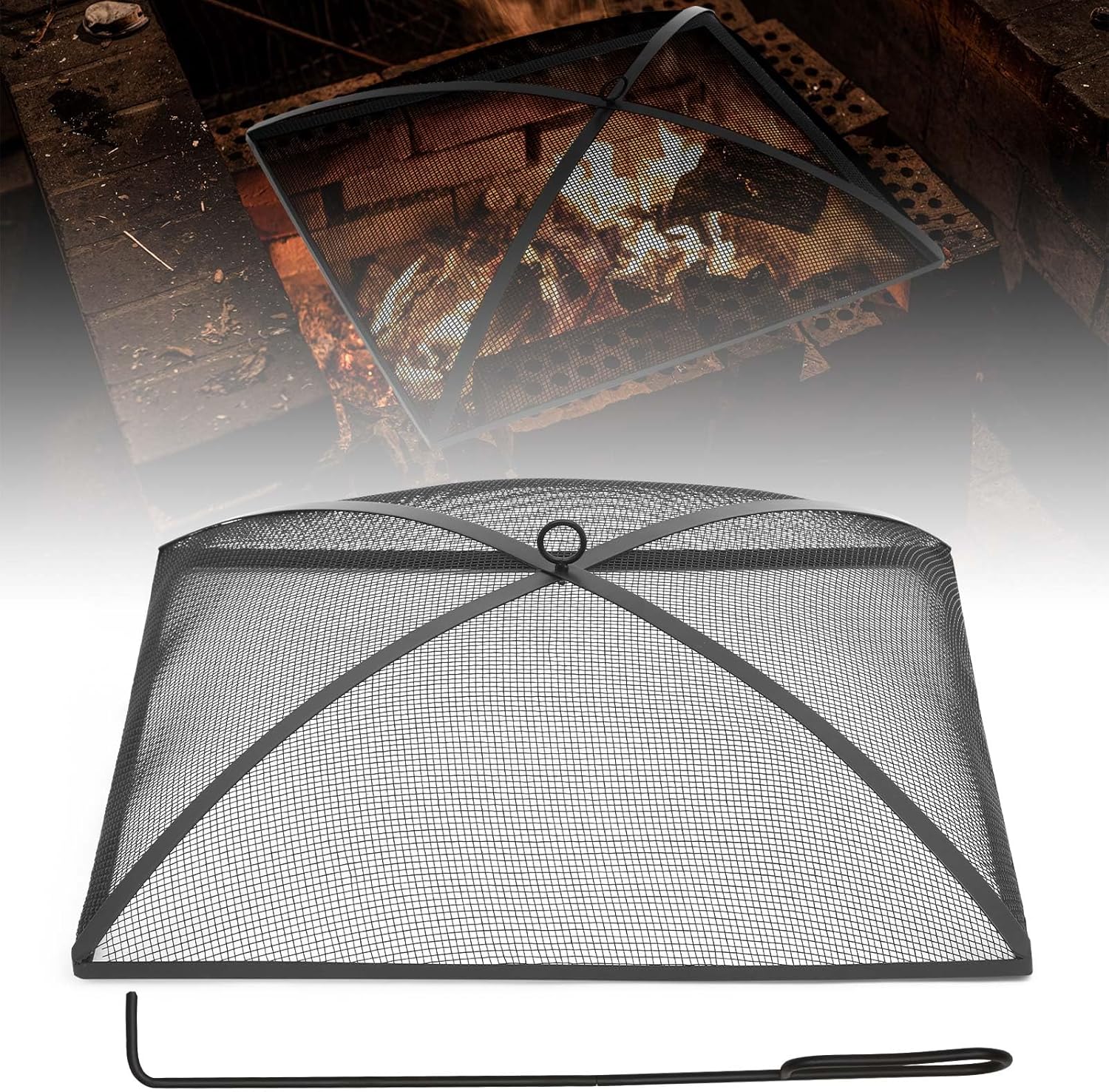 Amazon.com : Suzile Heavy Duty Black Mesh 24 in Fire Pit Spark Screen ...