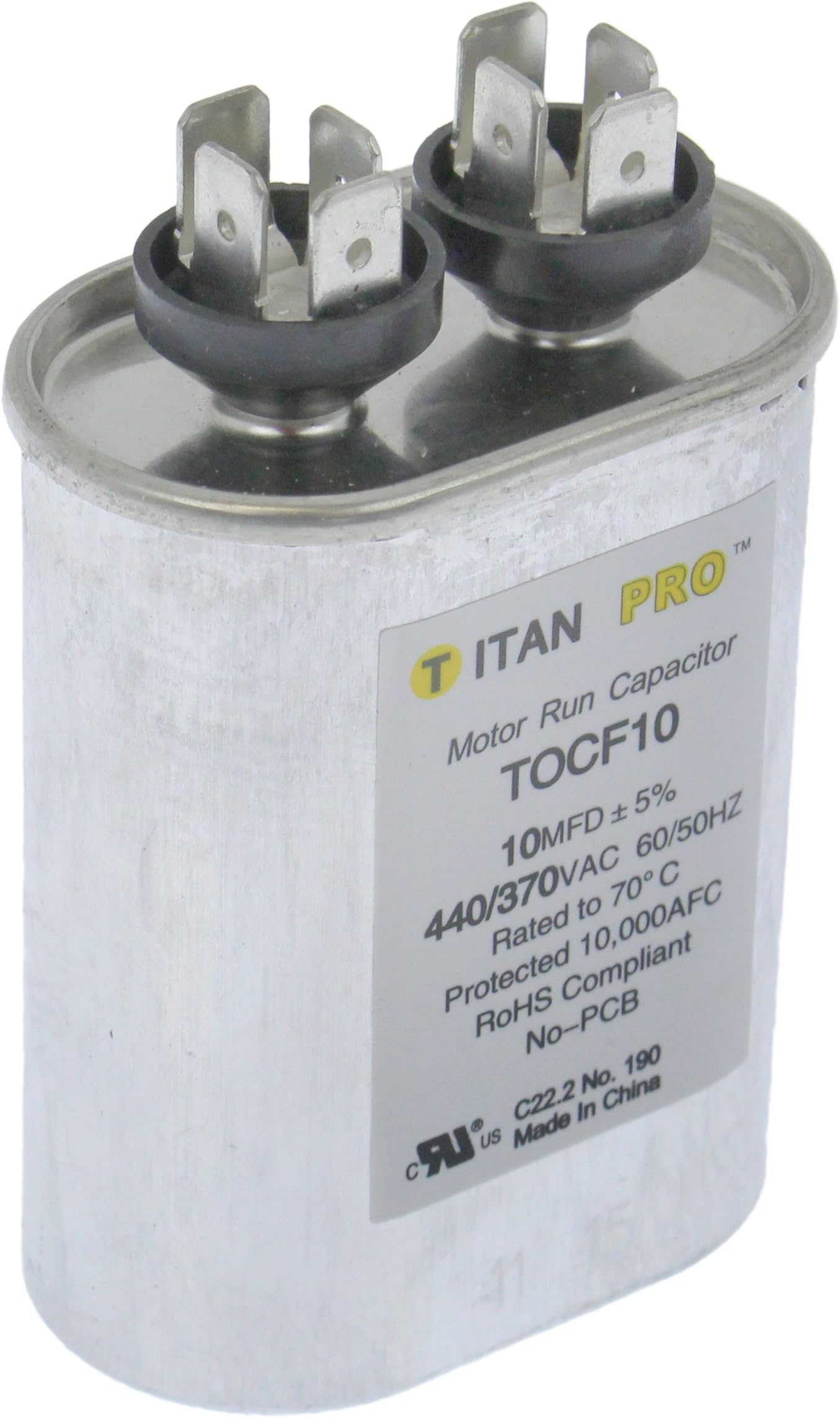 Amazon.com: TITAN HD Run Capacitor 10 MFD 370 Volt Oval POC10A ...