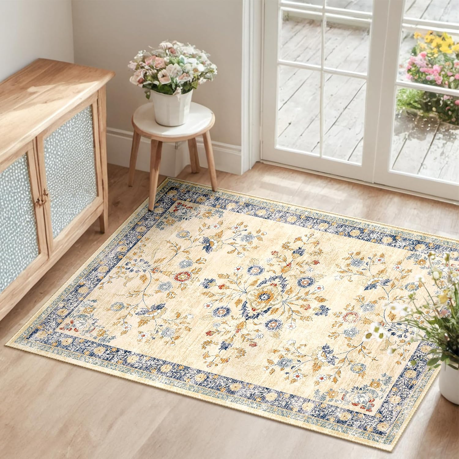 Amazon.com: RELEANY Area Rug 2x3, Vintage Floral Distress Print Pattern ...