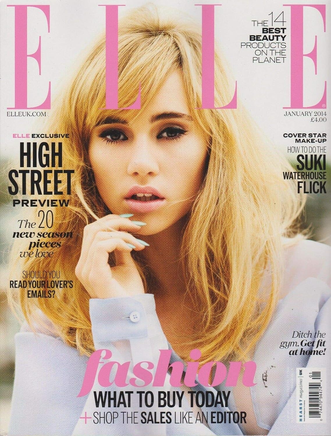 ELLE BRITISH UK Magazine January 2014, SUKI WATERHOUSE, HIGH STREET ...