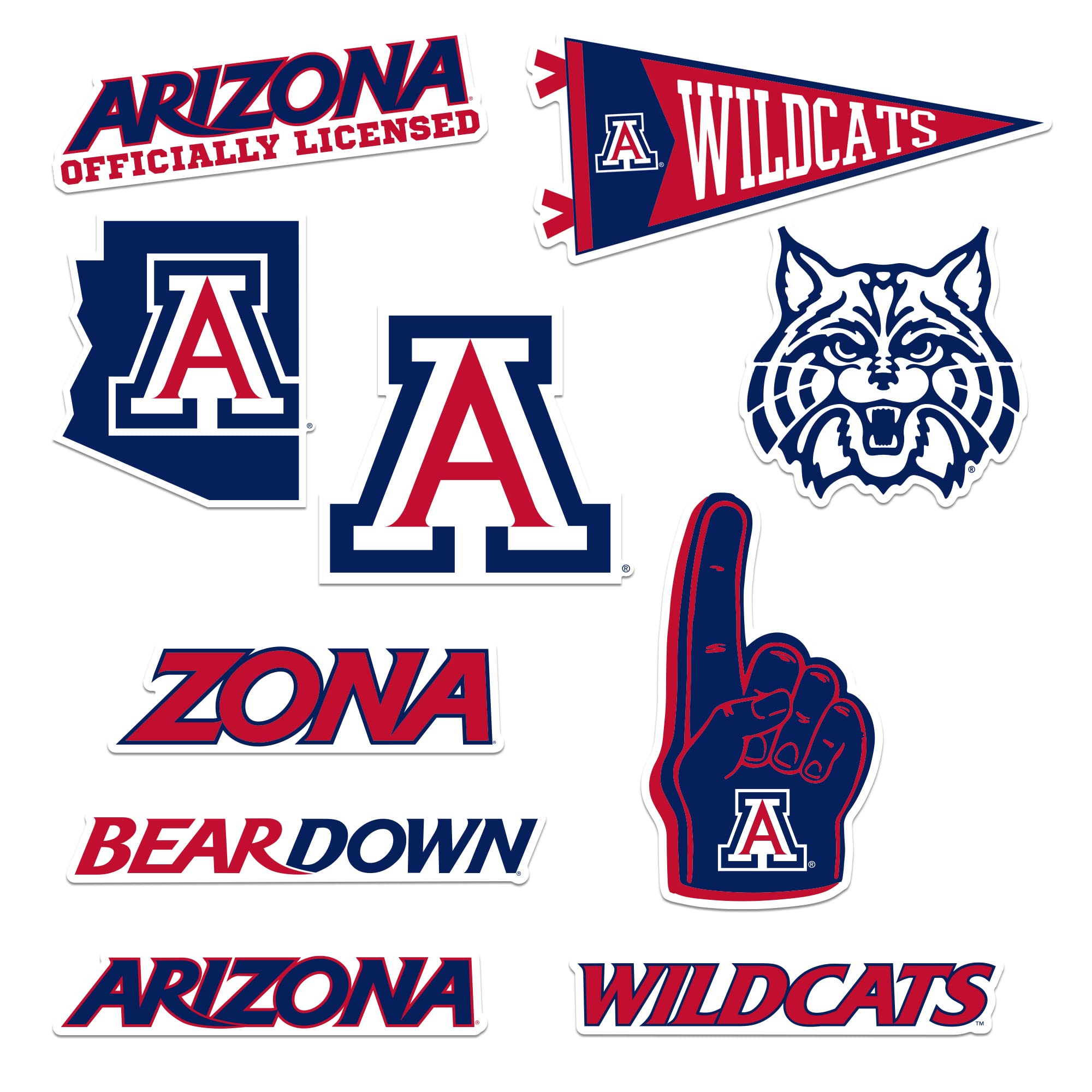 Amazon.com: University of Arizona 9ct Vinyl Large Deluxe Stickers ...