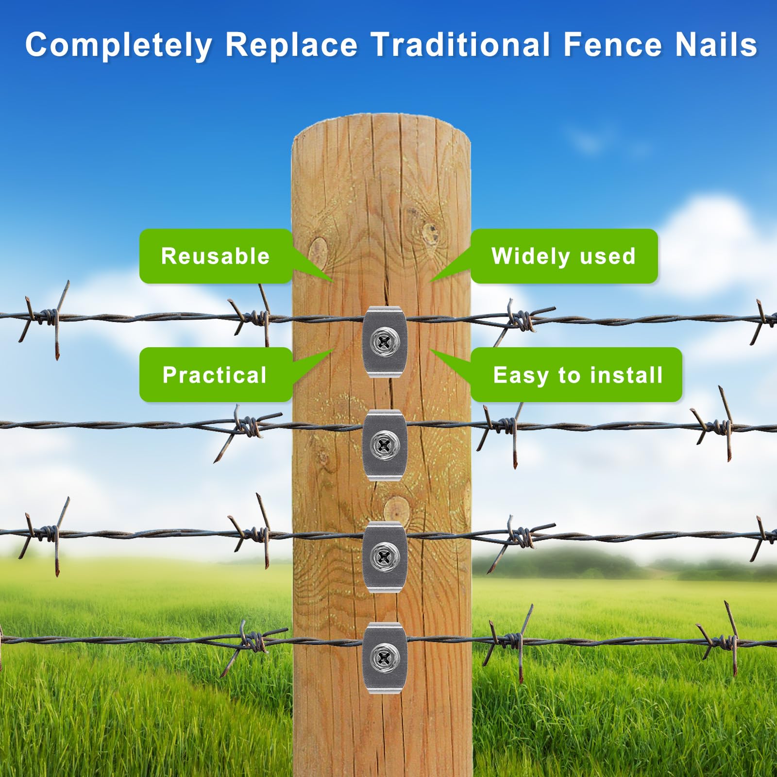 Snapklik.com : SELEWARE 200 Pcs Stainless Steel Fence Staples Fence ...