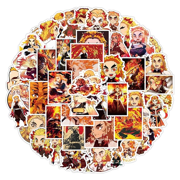 Buy Rengoku Kyoujurou Stickers 50pcs, Demon Slayer Anime Character ...