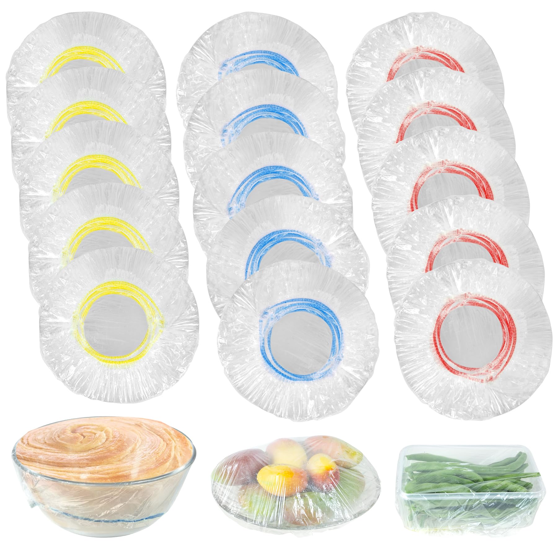 Amazon.com: DAOZIJI Plastic Bowl Covers Elastic Reusable Fresh Keeping ...