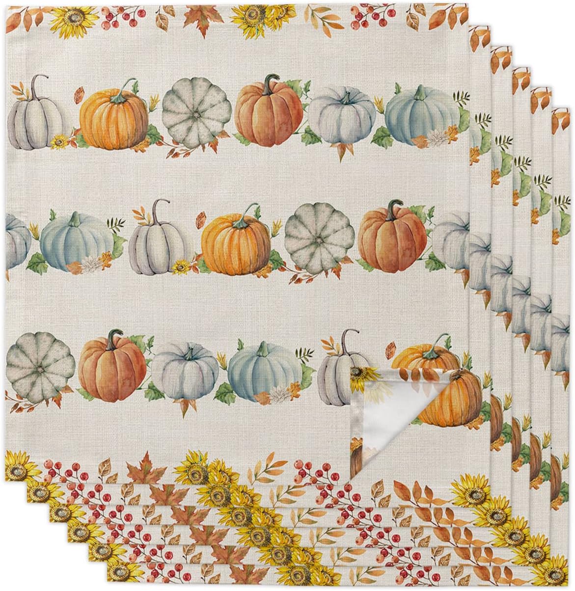 Amazon.com: Kitchen Cloth Napkins Pumpkin Sunflower Fall Thanksgiving ...