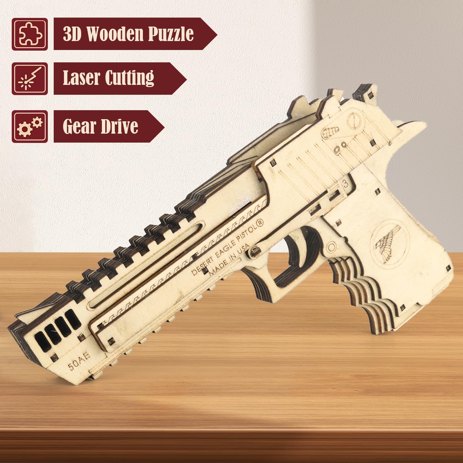 Snapklik.com : Wood Puzzles, 3D Wooden Puzzles Desert Eagle Wood Rubber ...